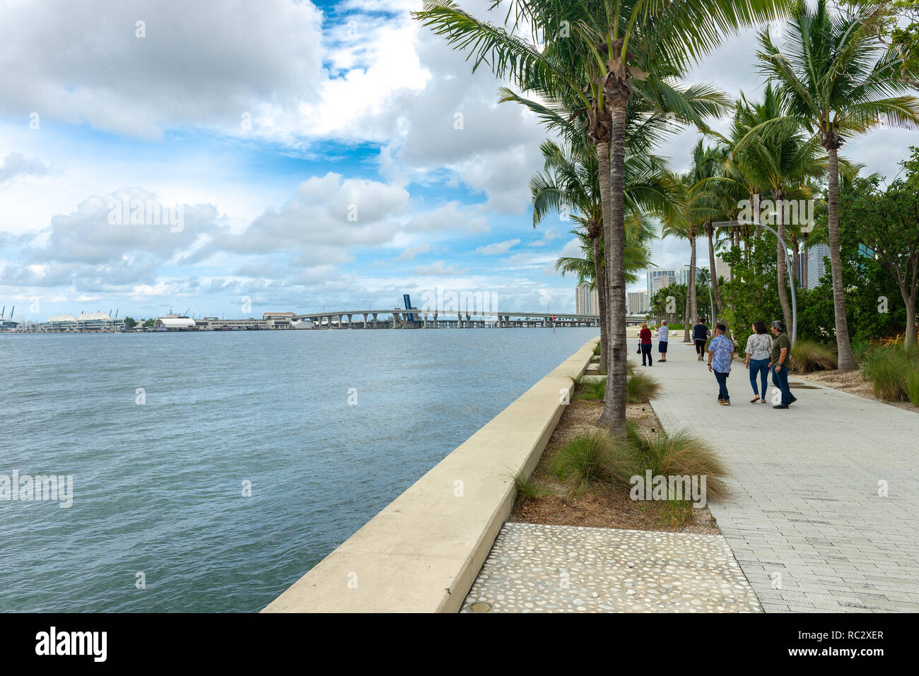 Miami, USA - jun 10, 2018: baywalk at the museum park in Miami Stock ...