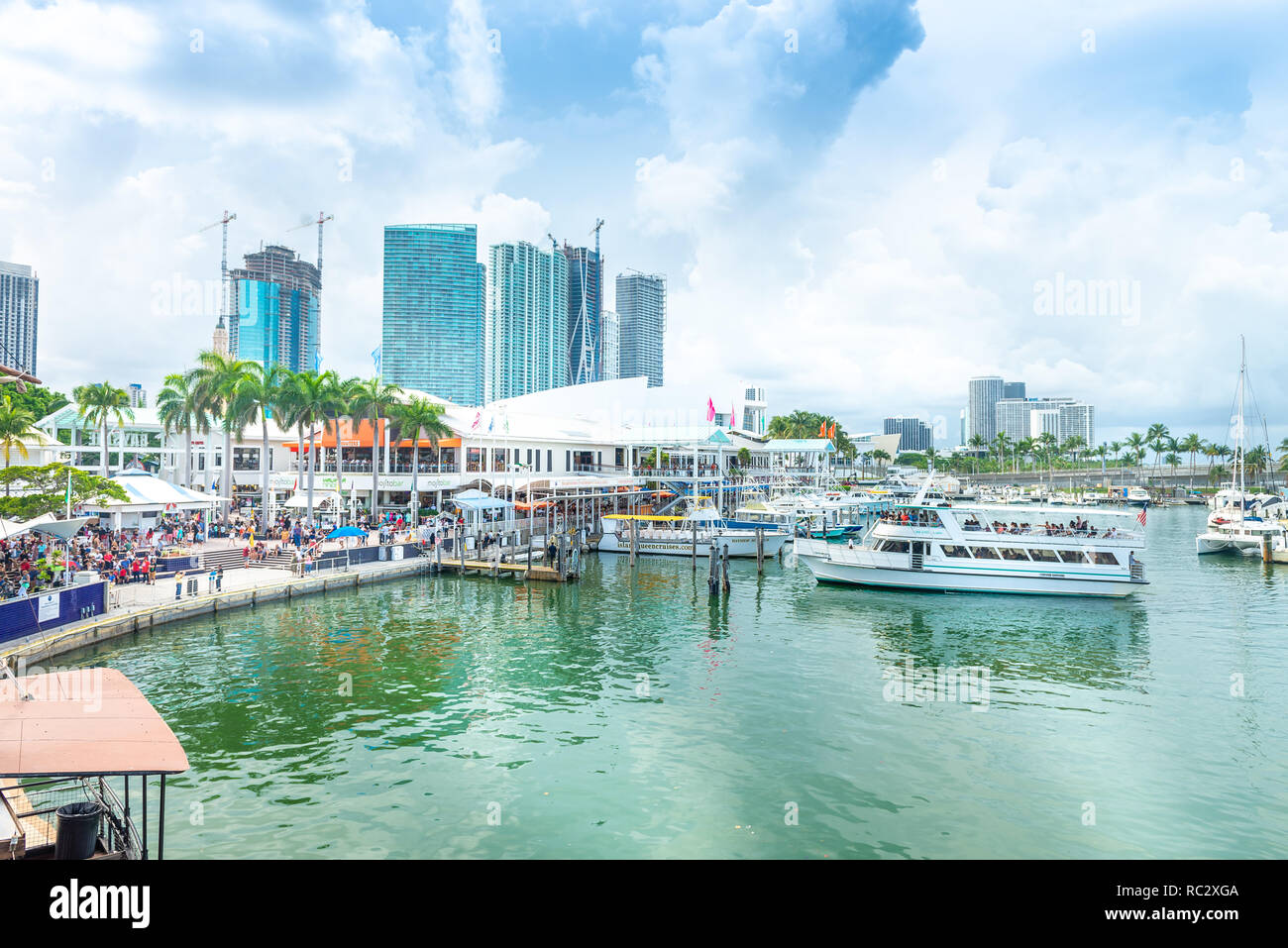 Miami, USA - jun 10, 2018: Back side of Bayside in Miami Stock Photo ...
