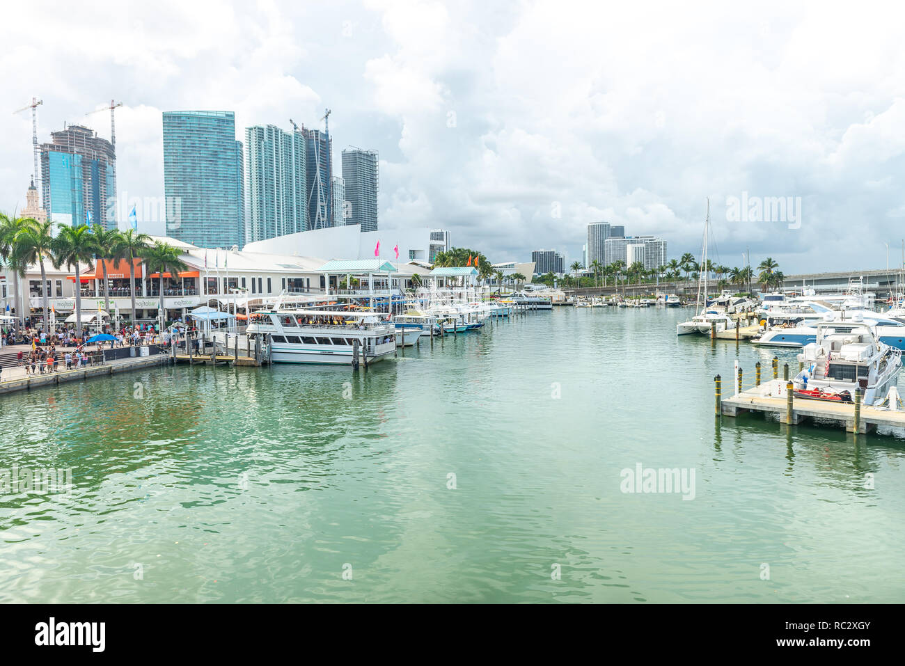 Miami, USA - jun 10, 2018: Back side of Bayside in Miami Stock Photo ...