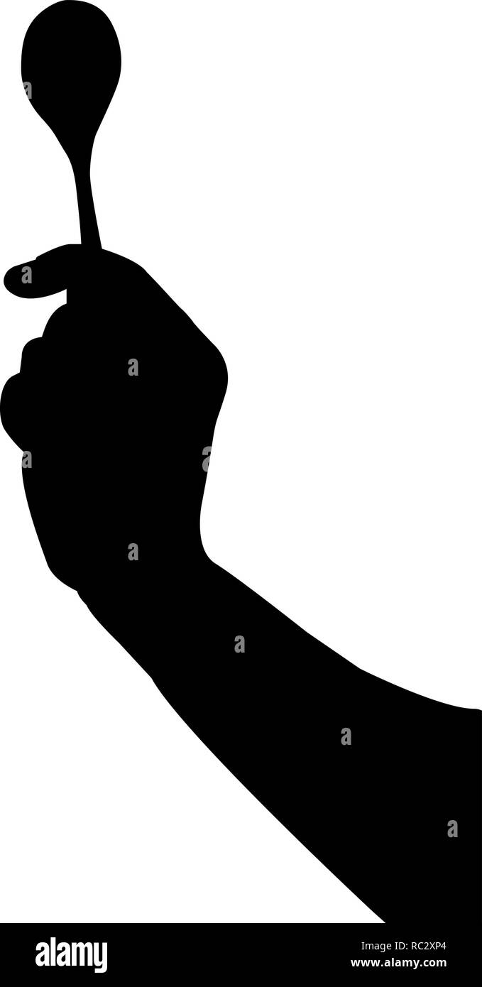 spoon in hand silhouette vector illustration, tablespoon Stock Vector ...