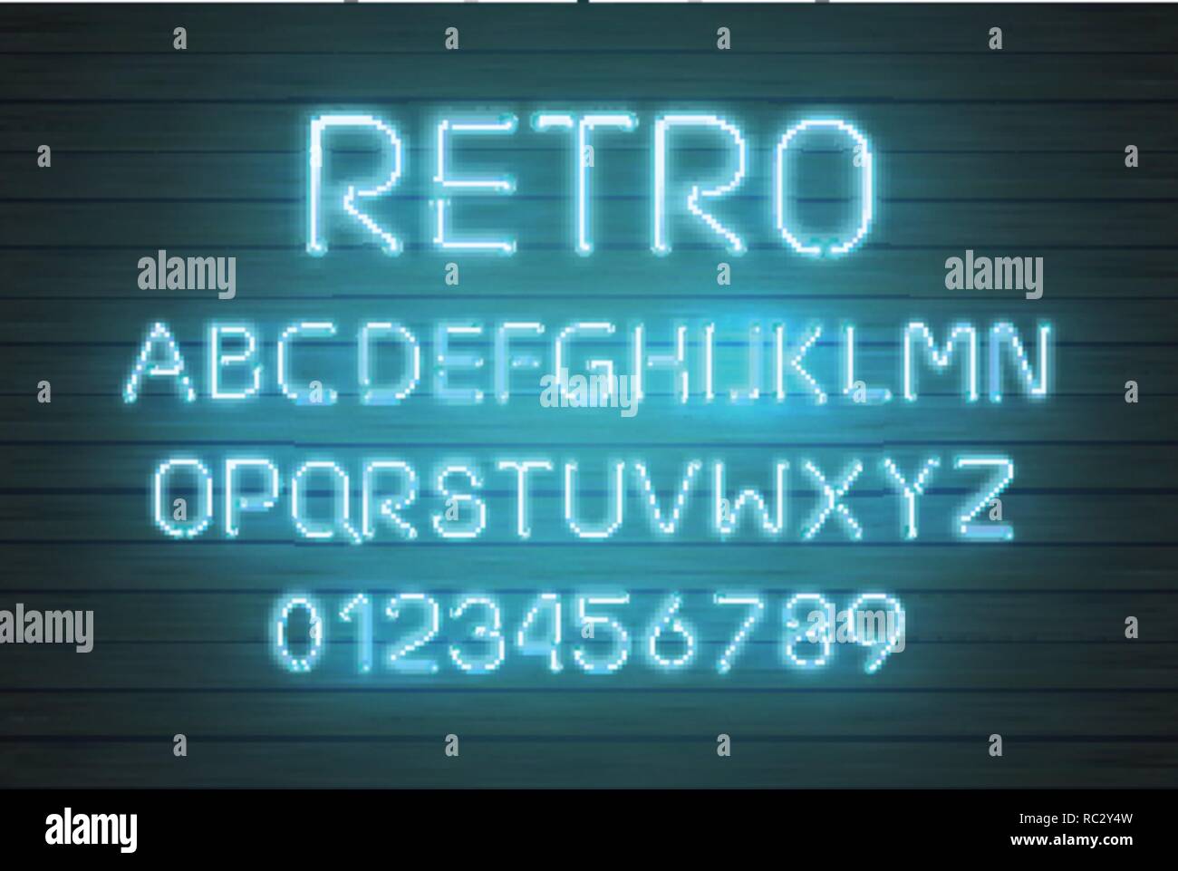Neon light alphabet, multicolored extra glowing font. Exclusive swatch ...