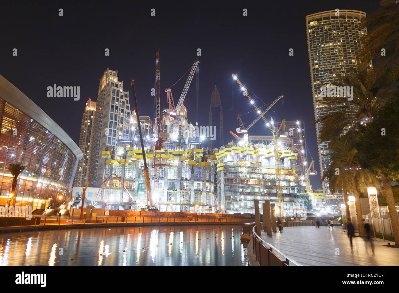 Construction at night with lights Stock Photo - Alamy