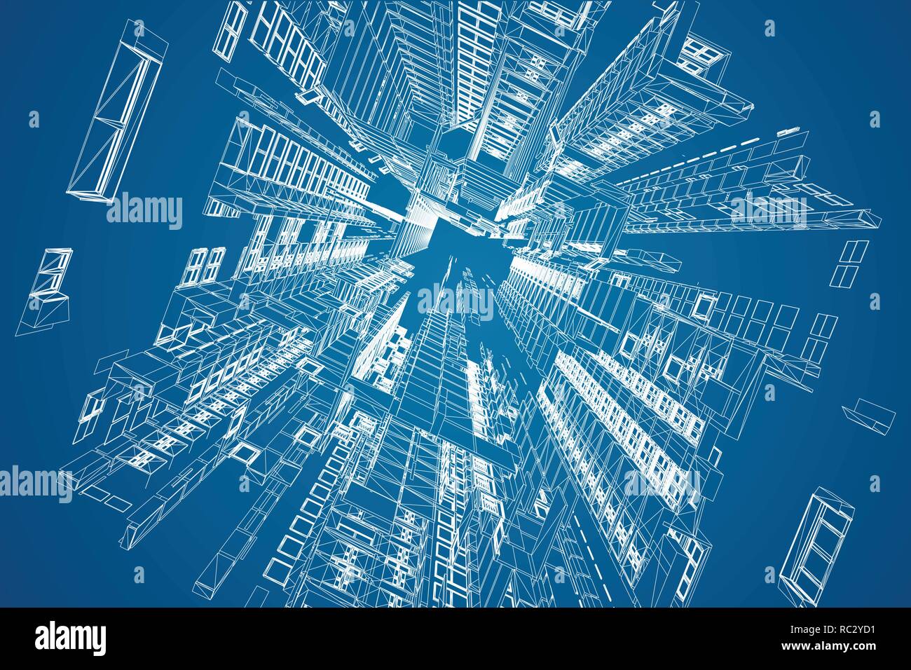 Modern architecture wireframe. Concept of urban wireframe. Wireframe ...