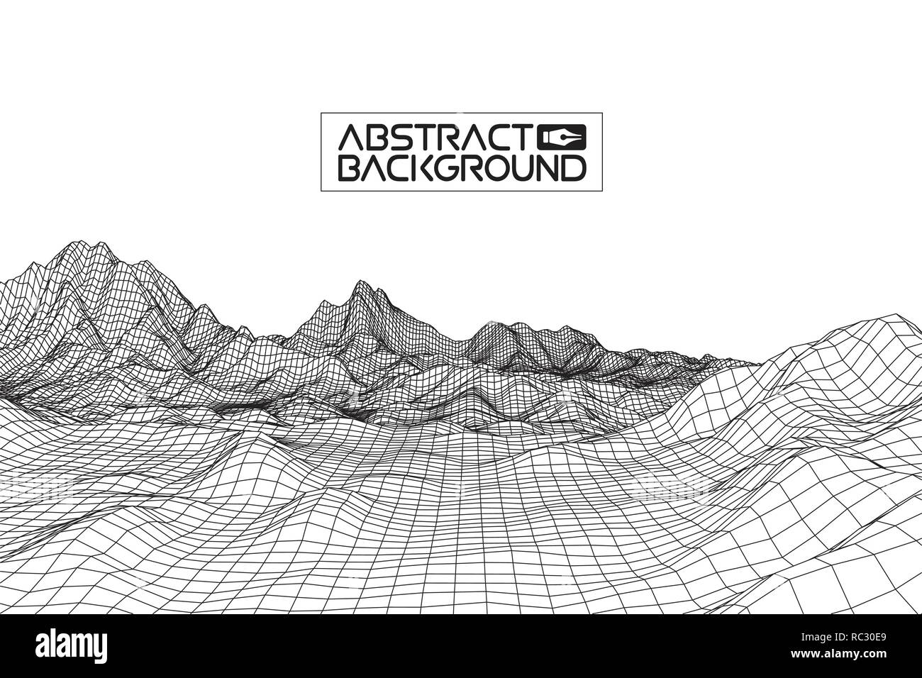 Abstract vector wireframe landscape background. Cyberspace grid. 3d ...