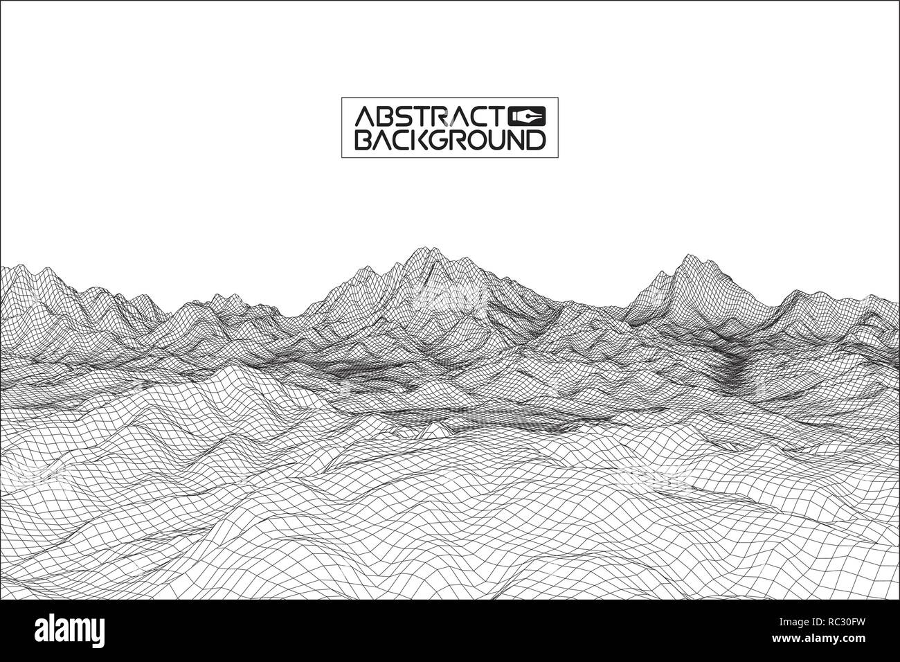 Abstract vector wireframe landscape background. Cyberspace grid. 3d ...