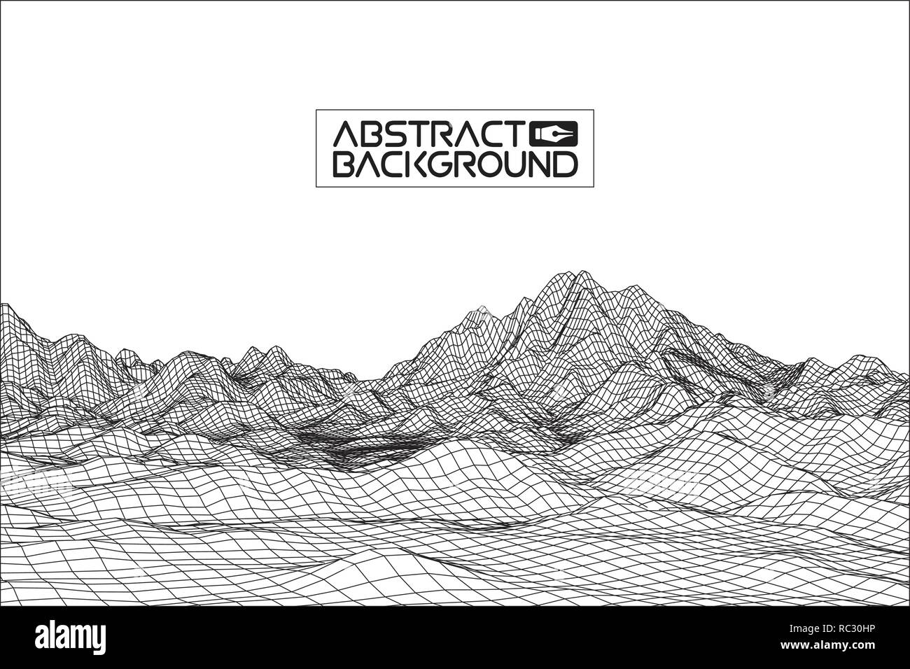 Abstract vector wireframe landscape background. Cyberspace grid. 3d ...
