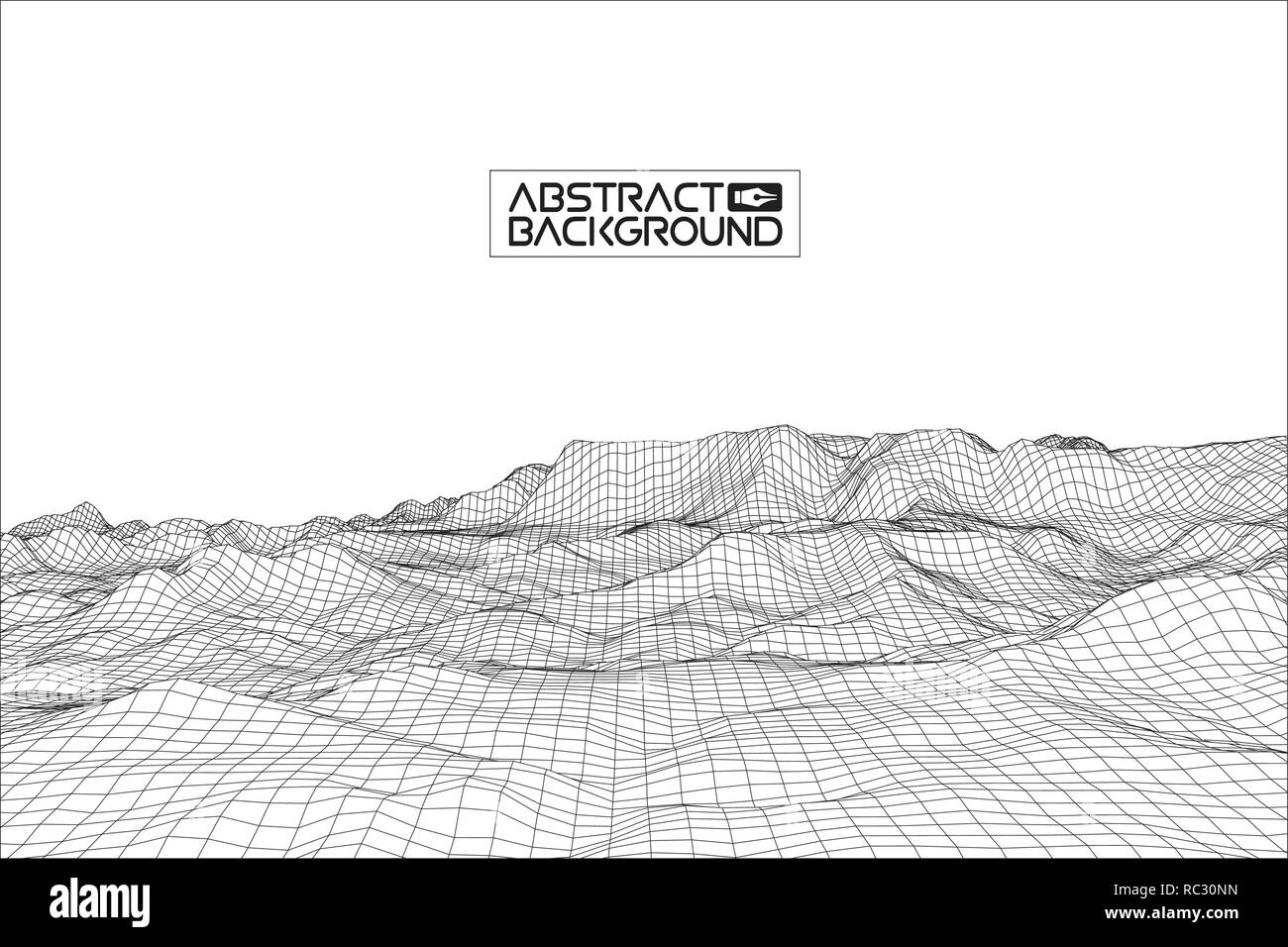 Abstract vector wireframe landscape background. Cyberspace grid. 3d ...