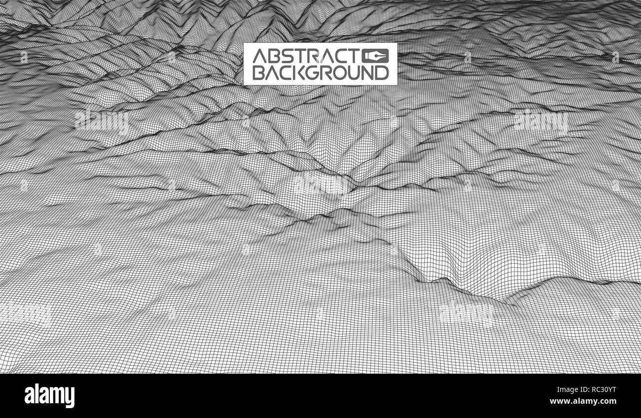 Abstract vector wireframe landscape background. Cyberspace grid. 3d ...