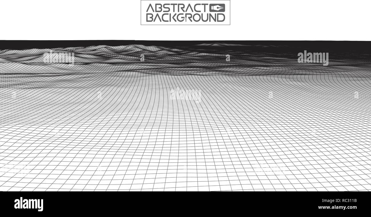Abstract vector wireframe landscape background. Cyberspace grid. 3d ...