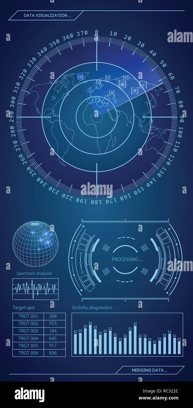 Sonar Screen On Grid Radar Vector Image Of Backgrounds