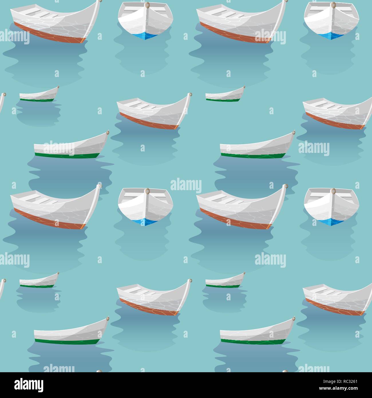 Seamless pattern. boat sailing in blue sea. the boats are laid up 10 ...