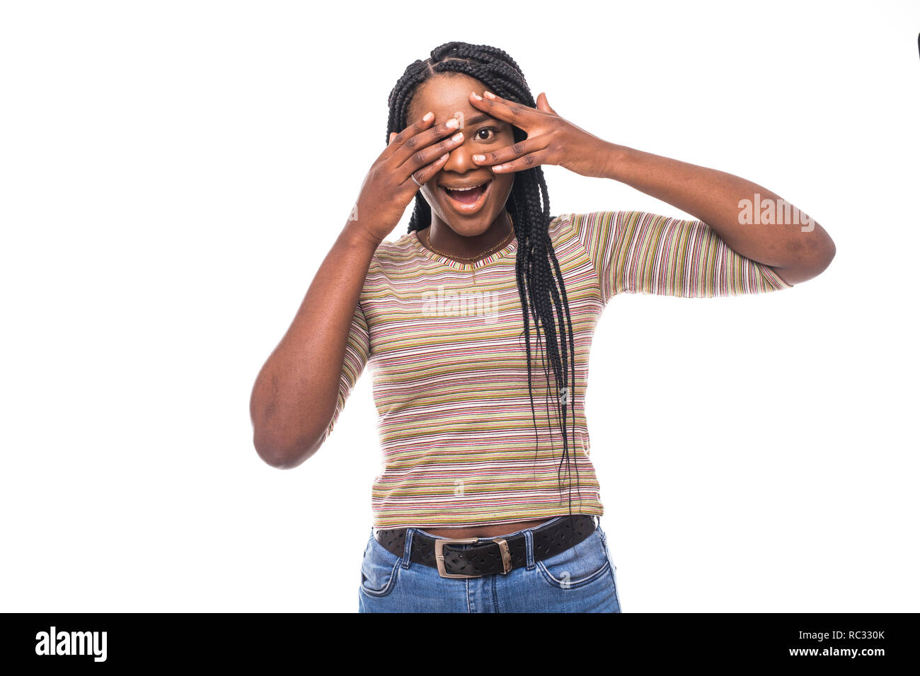 Shy timid woman african american hi-res stock photography and images ...