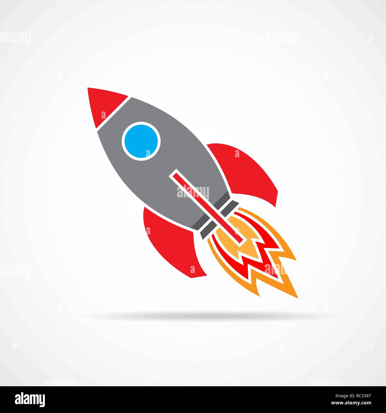 Colored rocket ship icon in flat design. Simple spaceship icon isolated ...