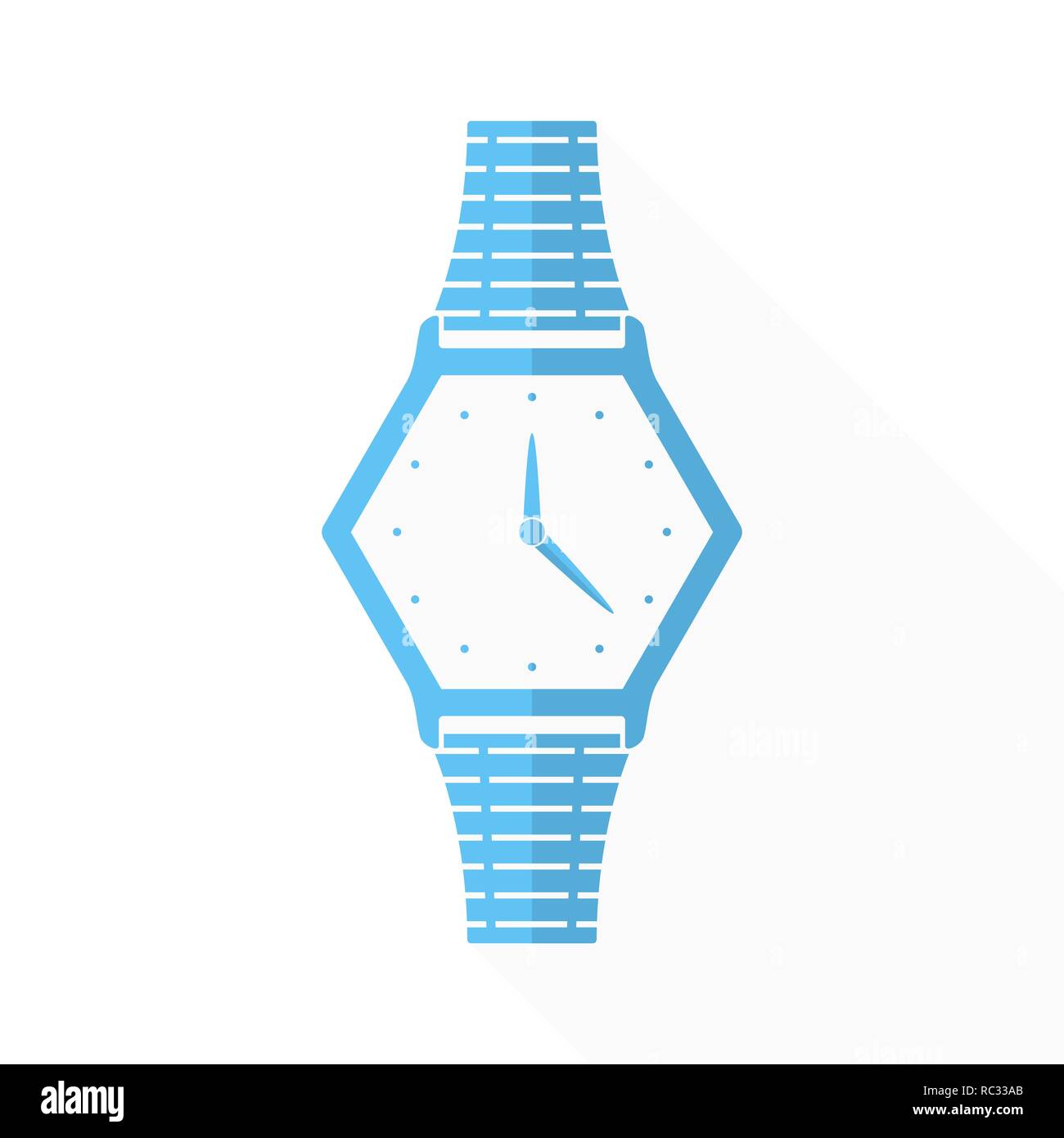 Wristwatch icon with arrows in flat design. Vector illustration. Blue ...