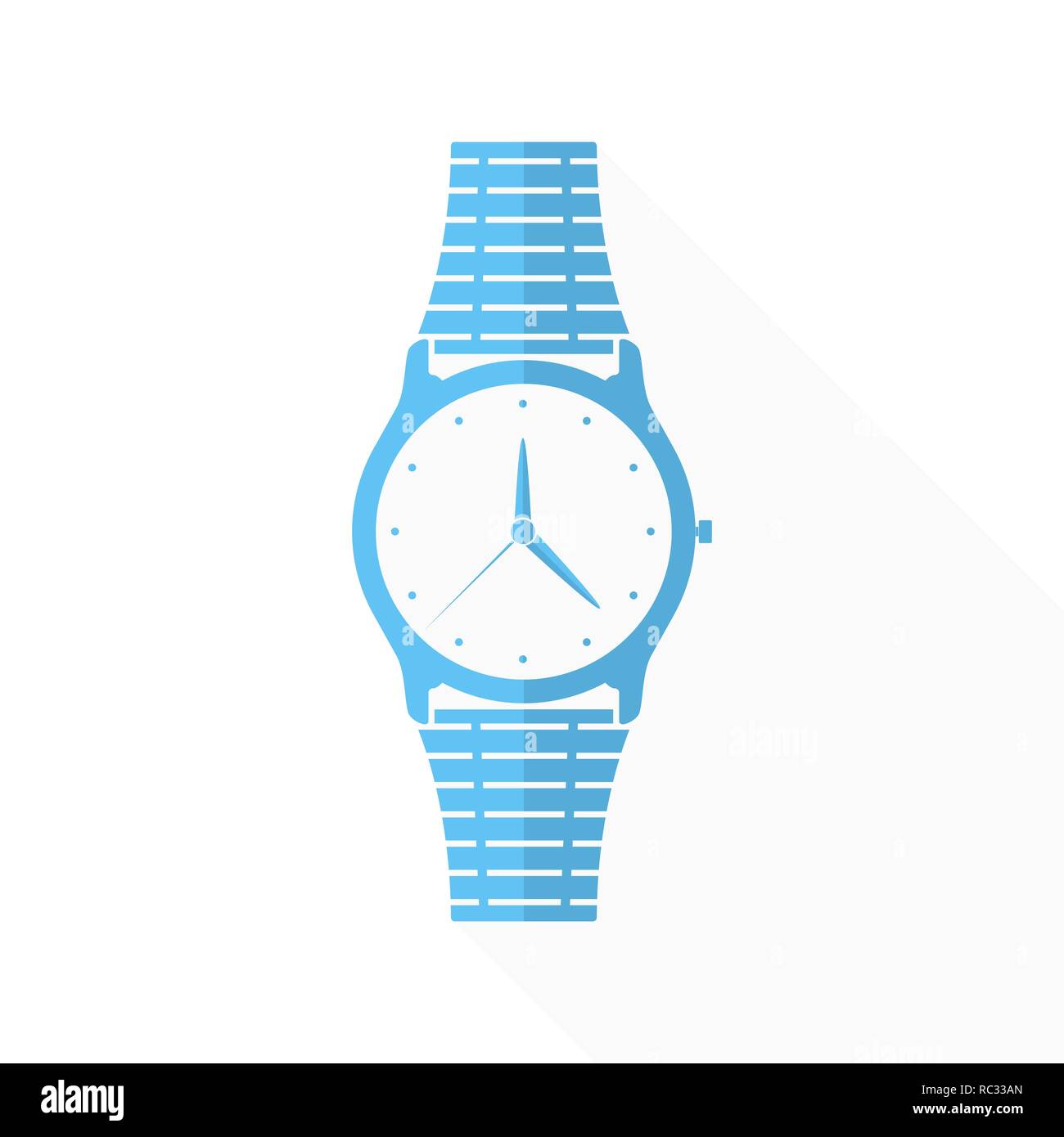 Wristwatch icon with arrows in flat design. Vector illustration. Blue ...