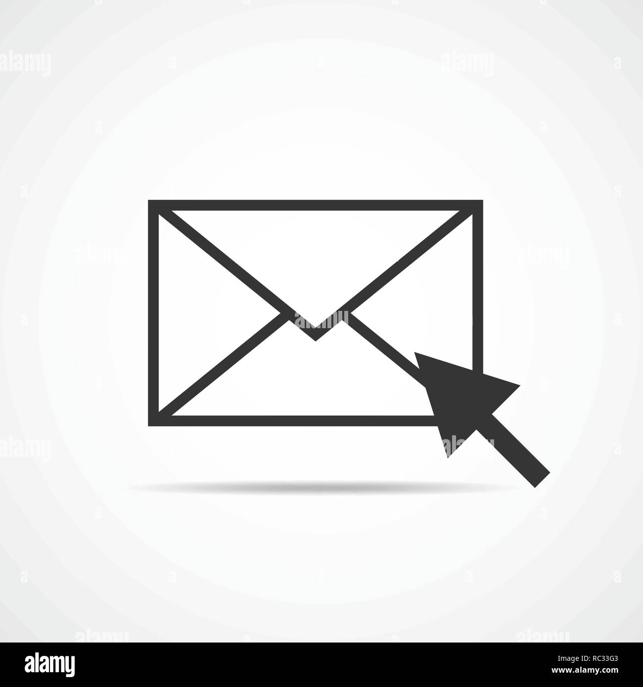 Simple envelope icon. Envelope sign with shadow, isolated on light ...