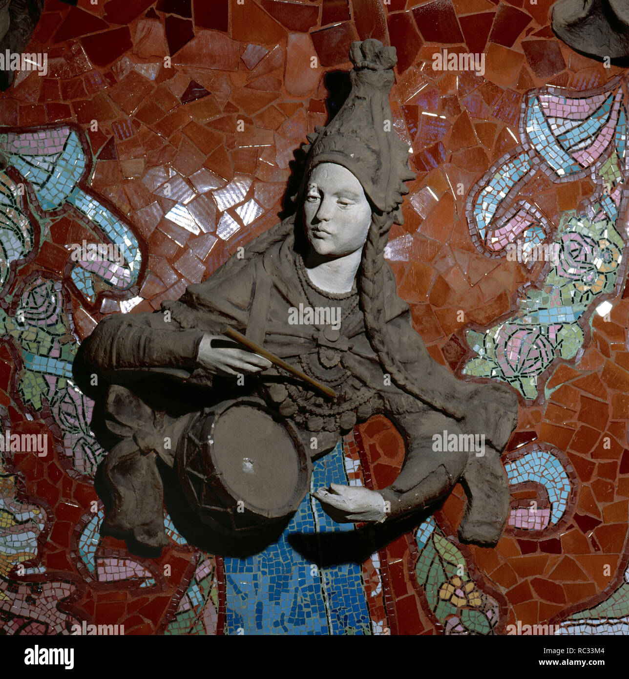 Modernism. Muse playing the drum. The upper body was culpted by Eusebi ...