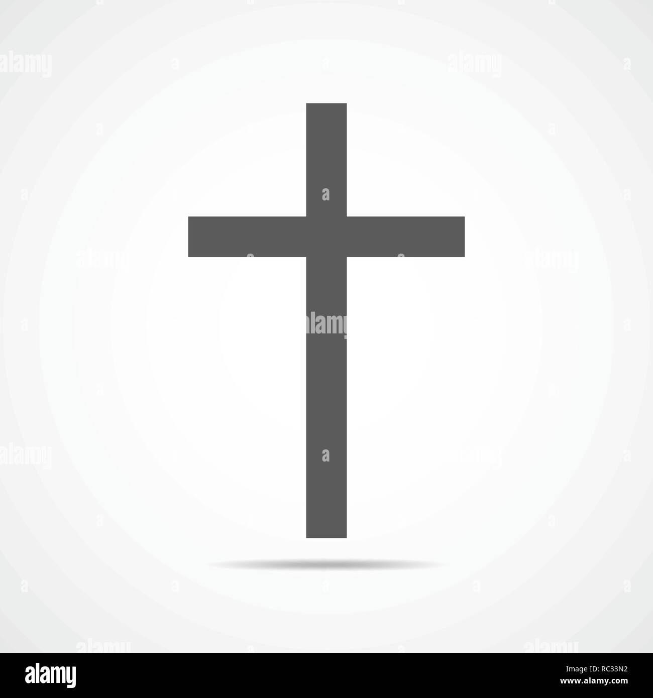 Gray Christian cross icon. Simple Christian cross on light background ...