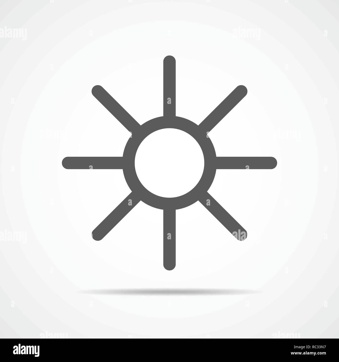 Gray sun icon in flat design. Vector illustration. Symbol of the sun ...