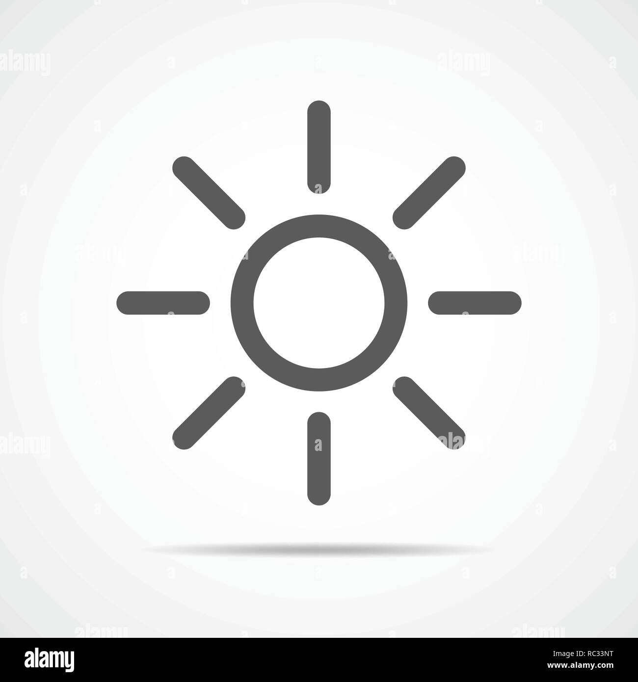 Gray sun icon in flat design. Vector illustration. Symbol of the sun ...