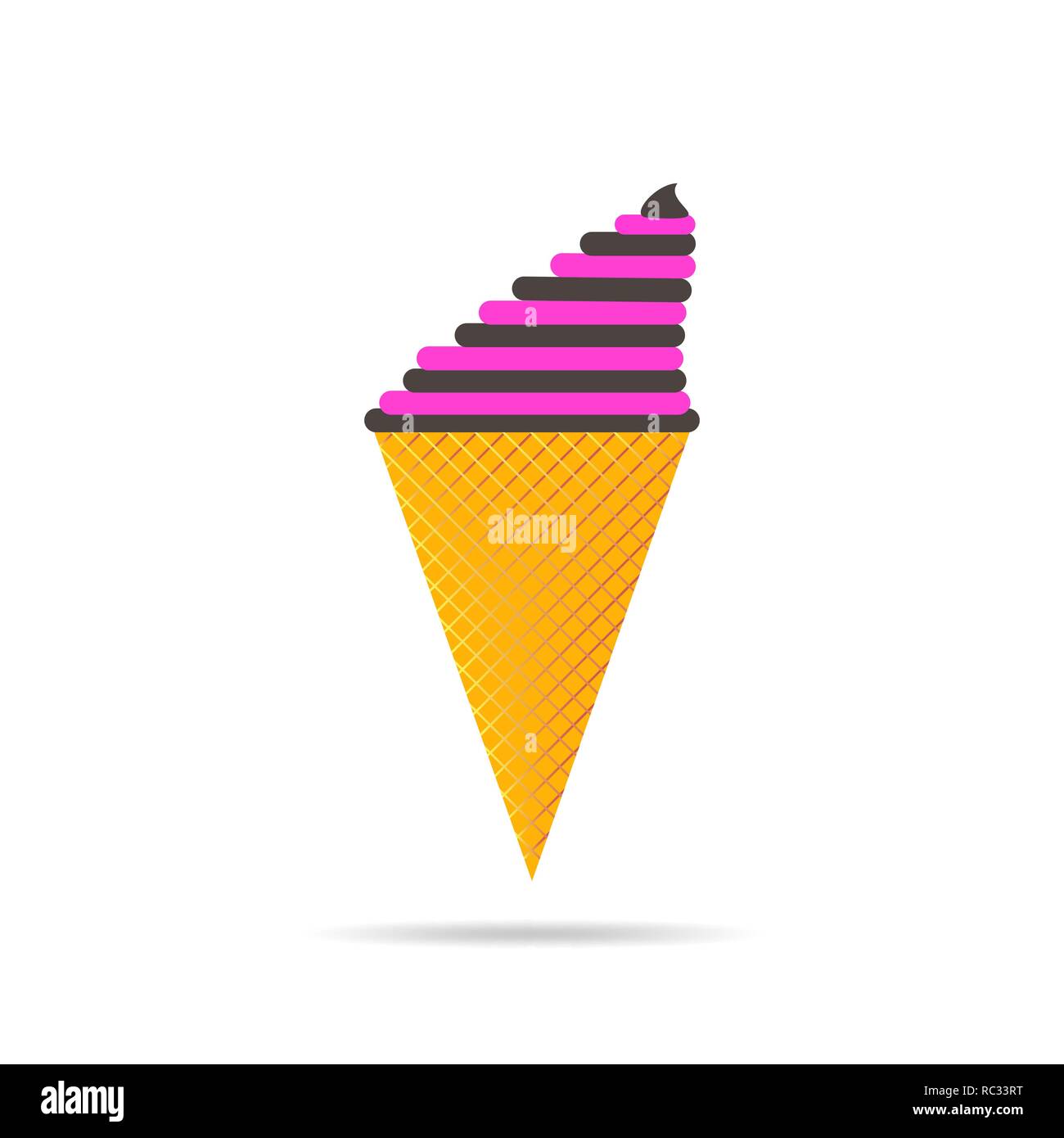 Ice cream cone. Vector illustration. Ice cream icon, isolated on white ...