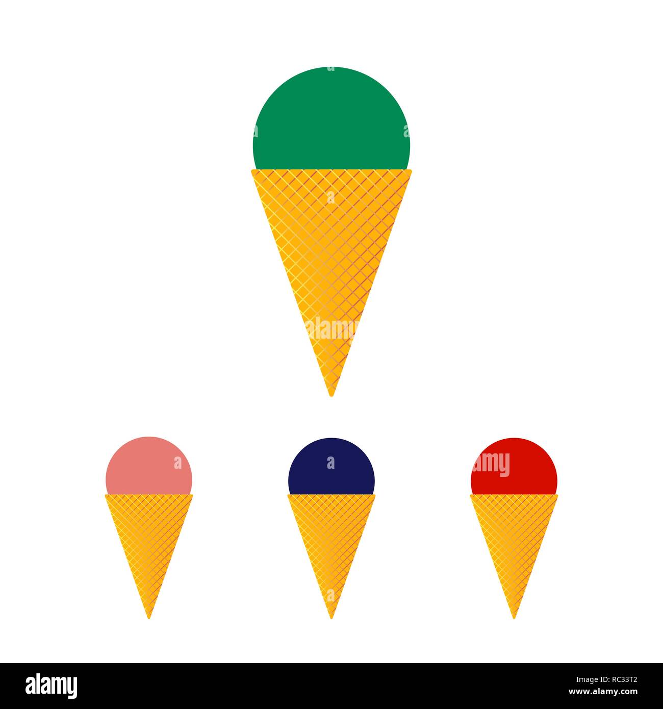 Ice cream cone. Vector illustration. Set of ice cream icons, isolated ...