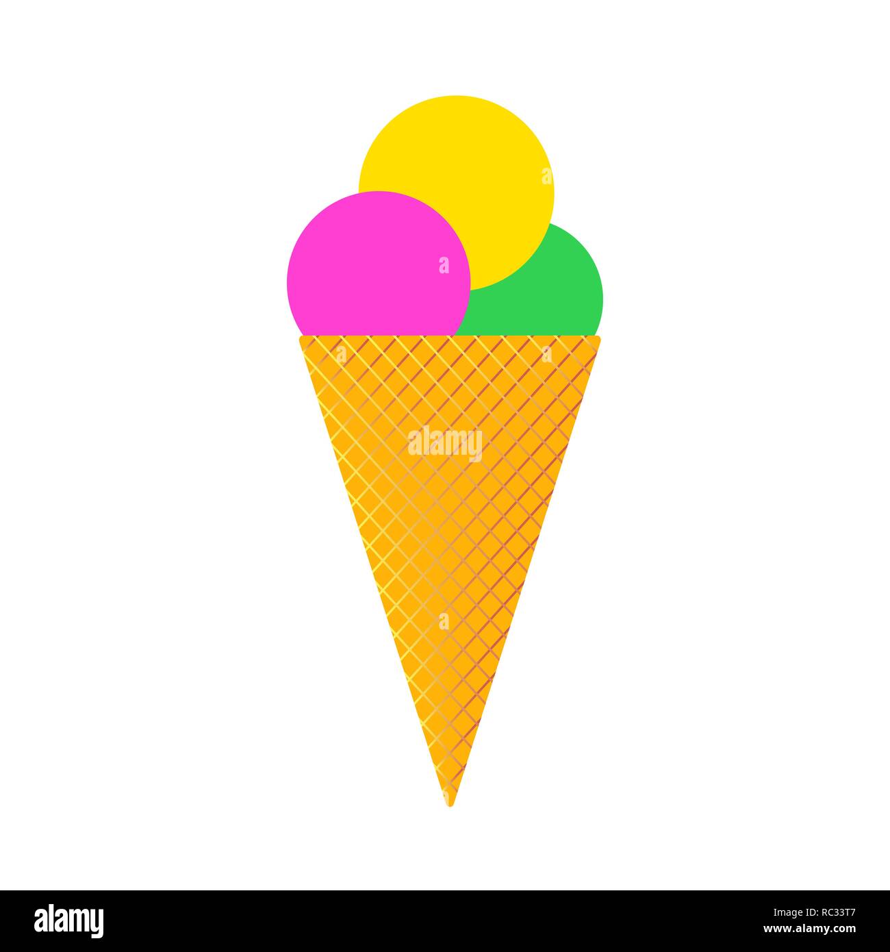 Ice cream cone. Vector illustration. Ice cream icon, isolated on white ...