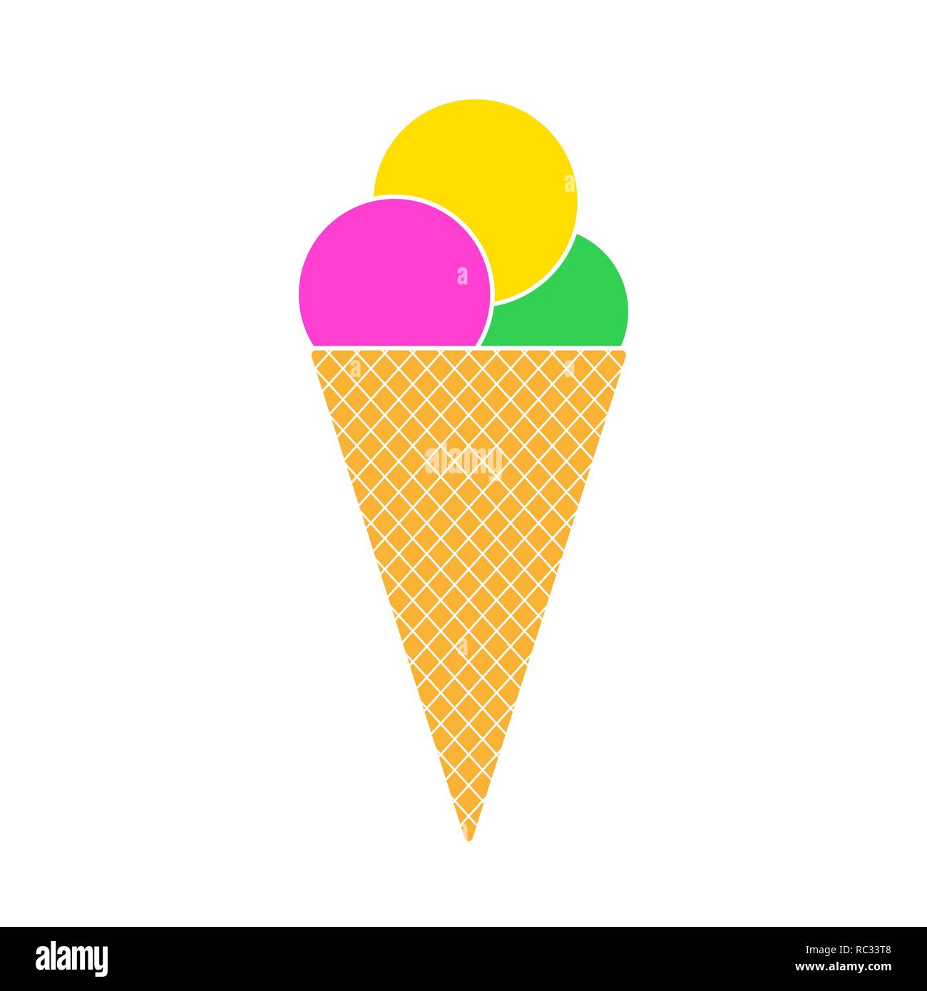 Ice cream cone. Vector illustration. Ice cream icon, isolated on white ...