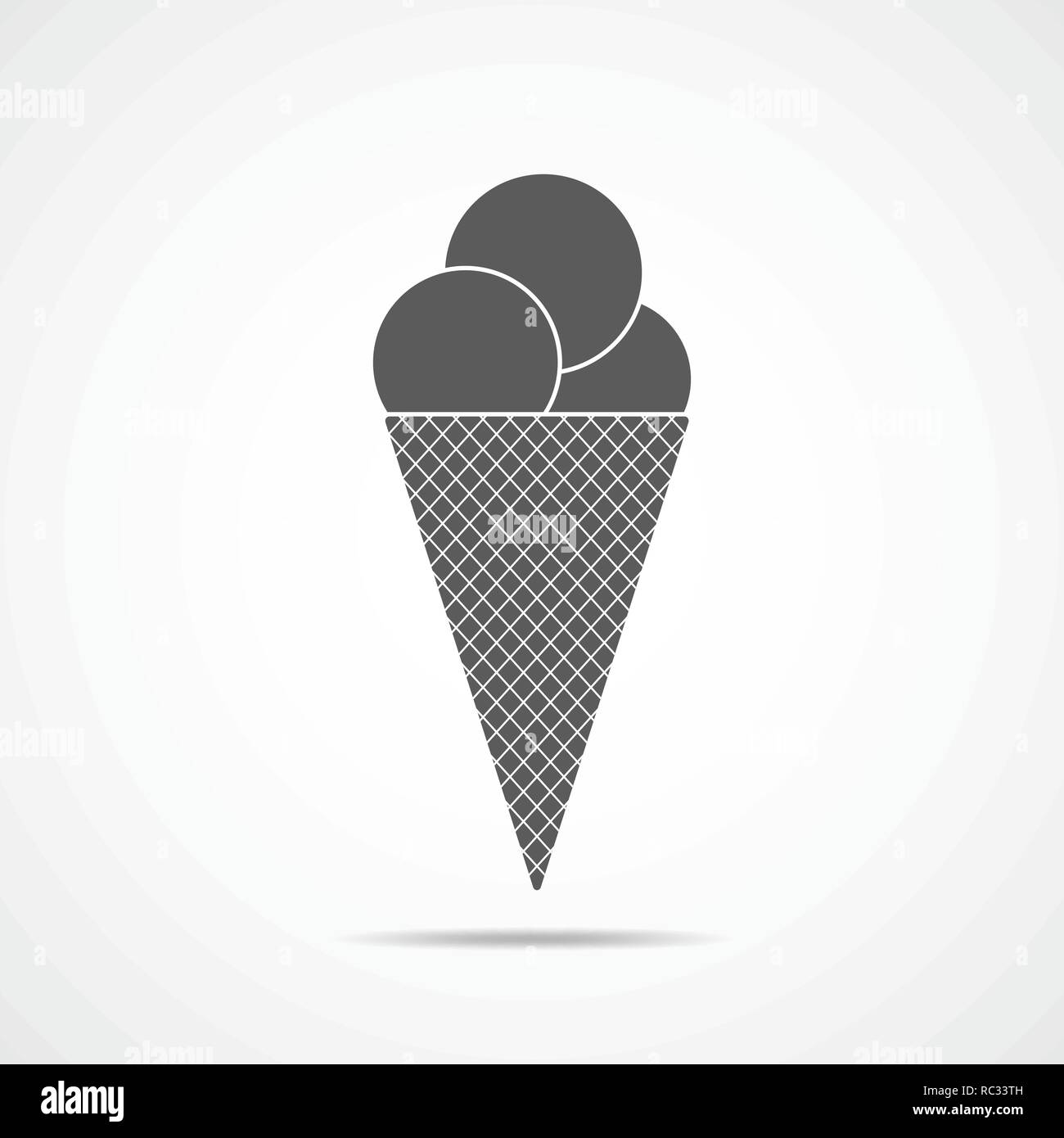 Ice cream cone. Vector illustration. Gray ice cream icon isolated on ...