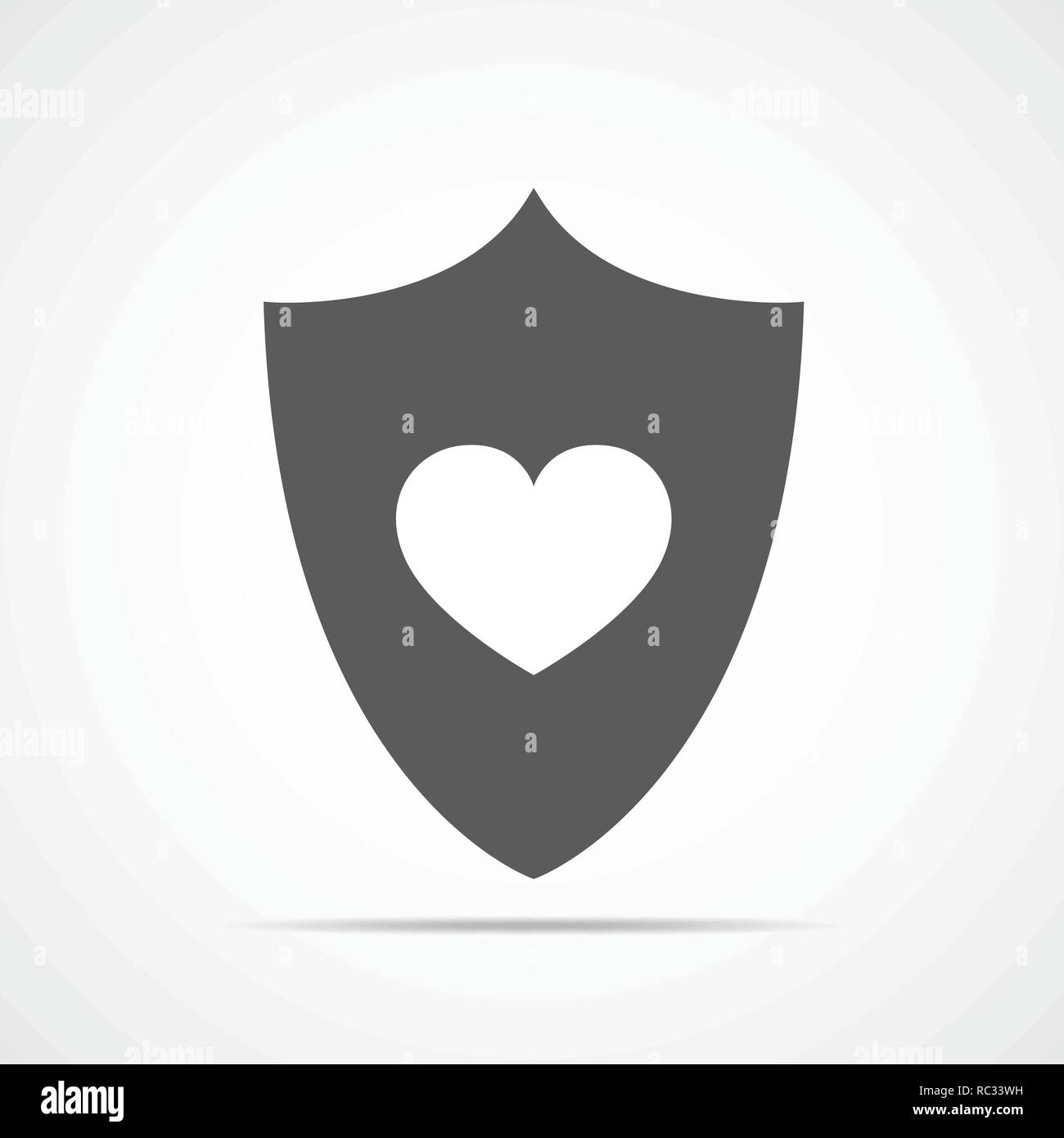 Shield with heart in flat design. Vector illustration. Shield with ...