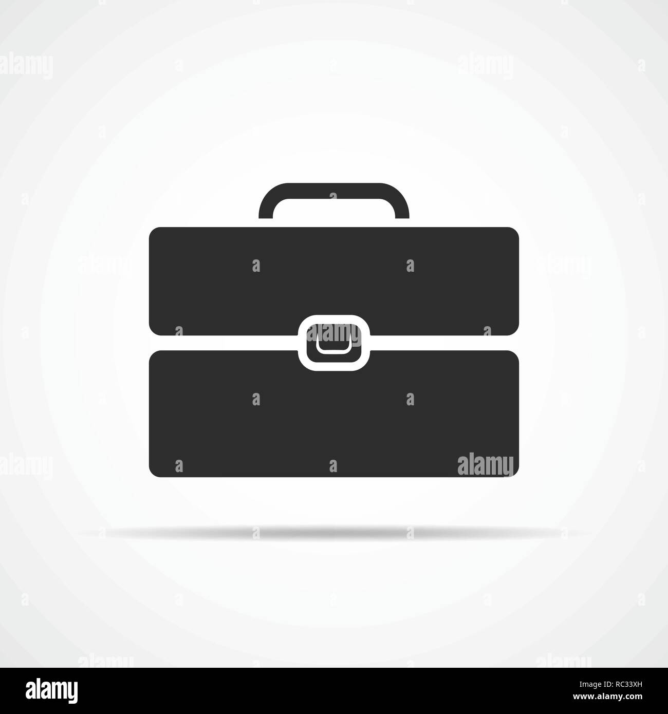 Black briefcase icon in flat design. Briefcase, isolated on light ...