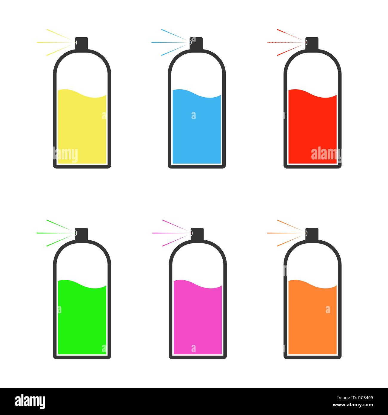 Set of colored spray paint icons. Vector illustration. Spray paint ...