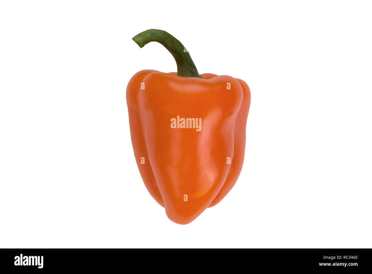 Orange sweet pepper isolated on white background. View from side. Fresh ...