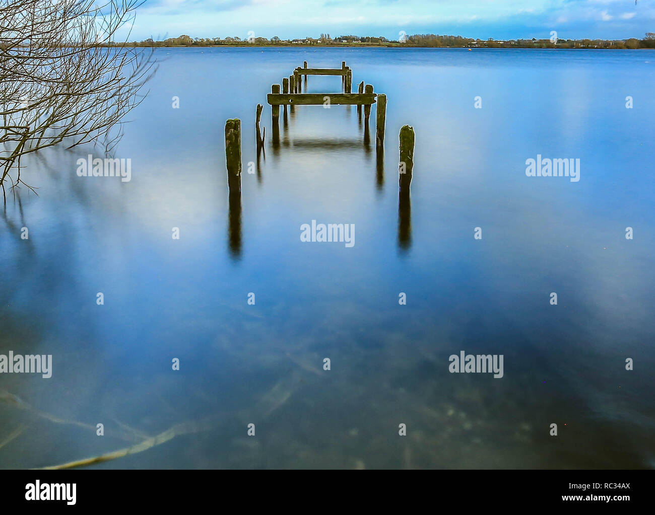 Long Exposure and Sunrise Lough Neagh Northern Ireland Stock Photo - Alamy