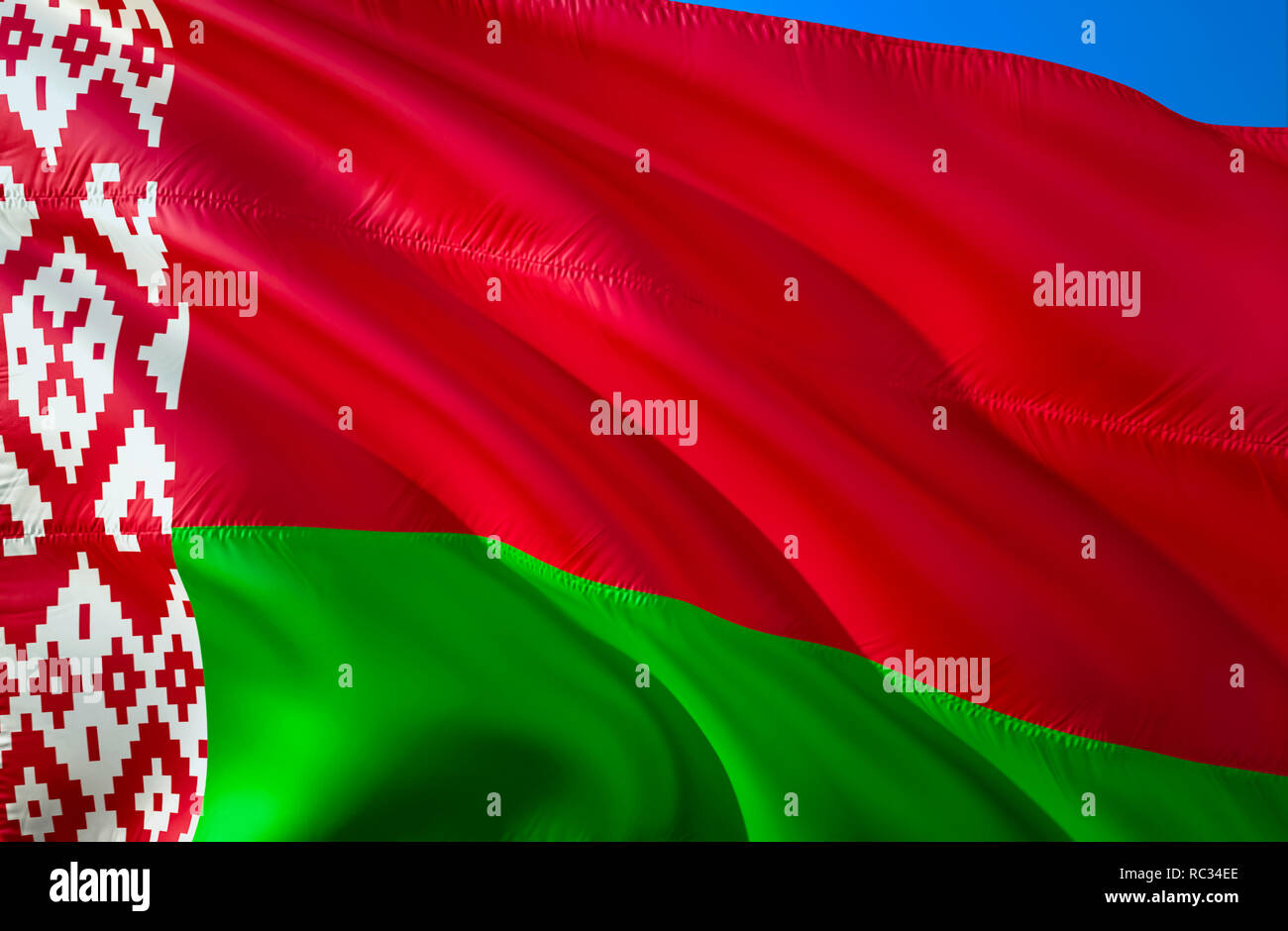 Belarusian flag. 3D Waving flag design. The national symbol of Belarus ...