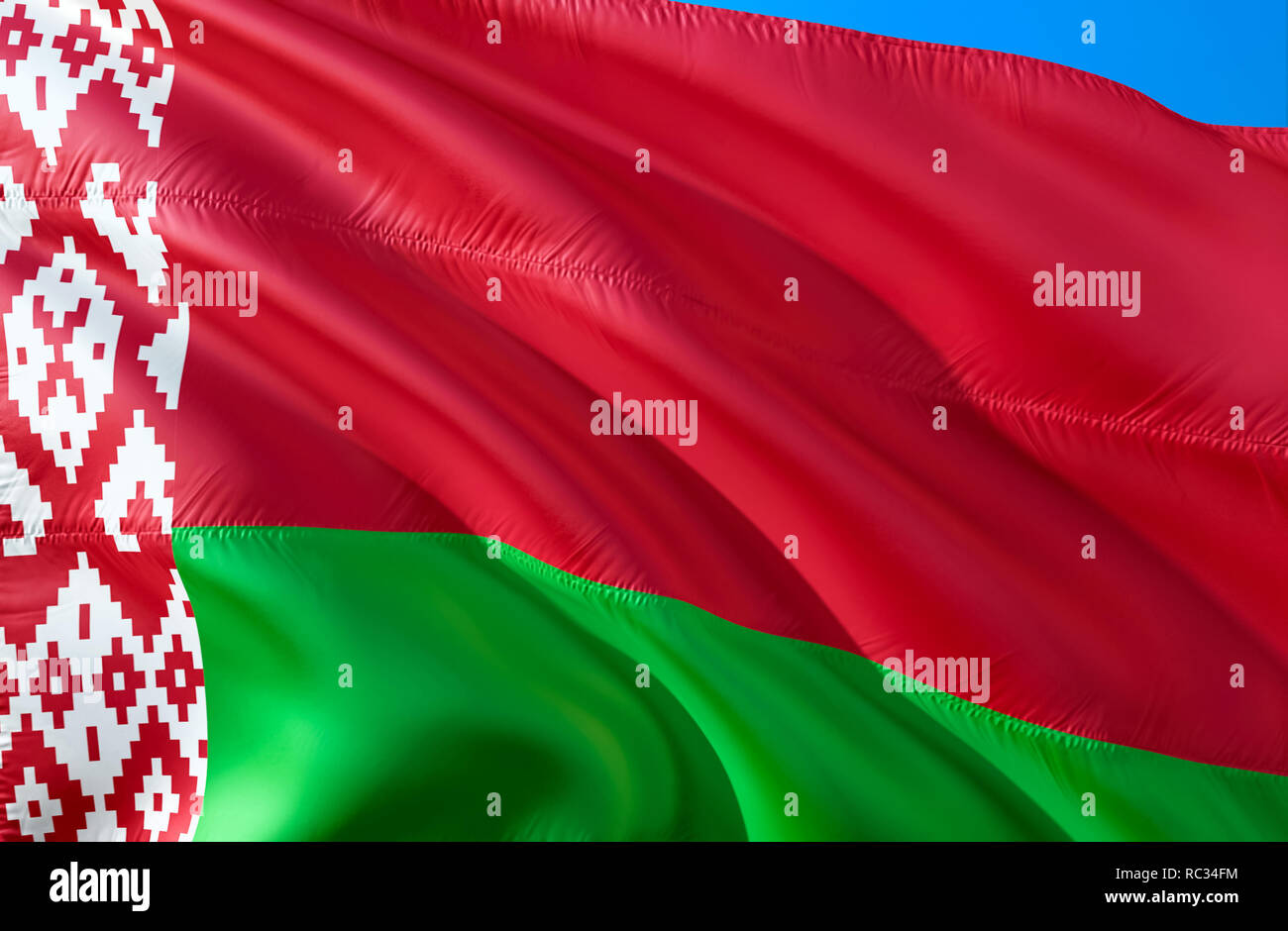 Belarus flag. 3D Waving flag design. The national symbol of Belarus, 3D ...