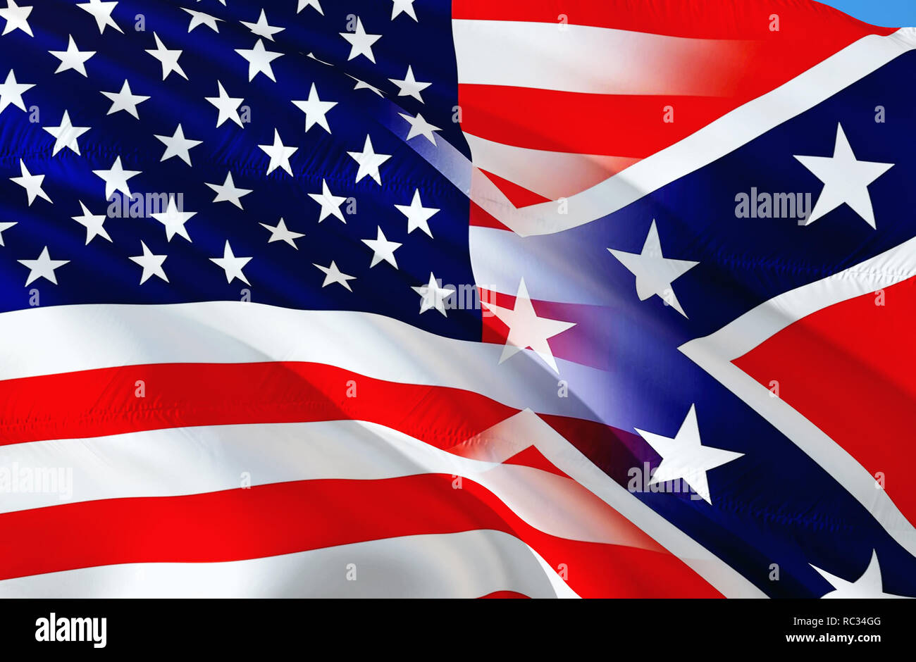 Confederate Flag And American Flag Crossed