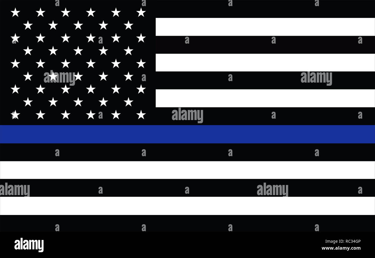 American police flag. Thin blue line flag law enforcement symbol ...