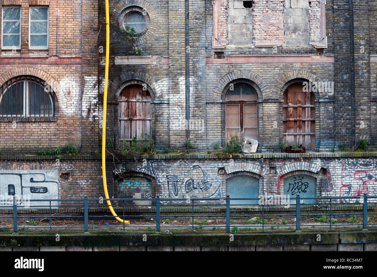 old dirty brick walls of abandoned city buildings Stock Photo - Alamy