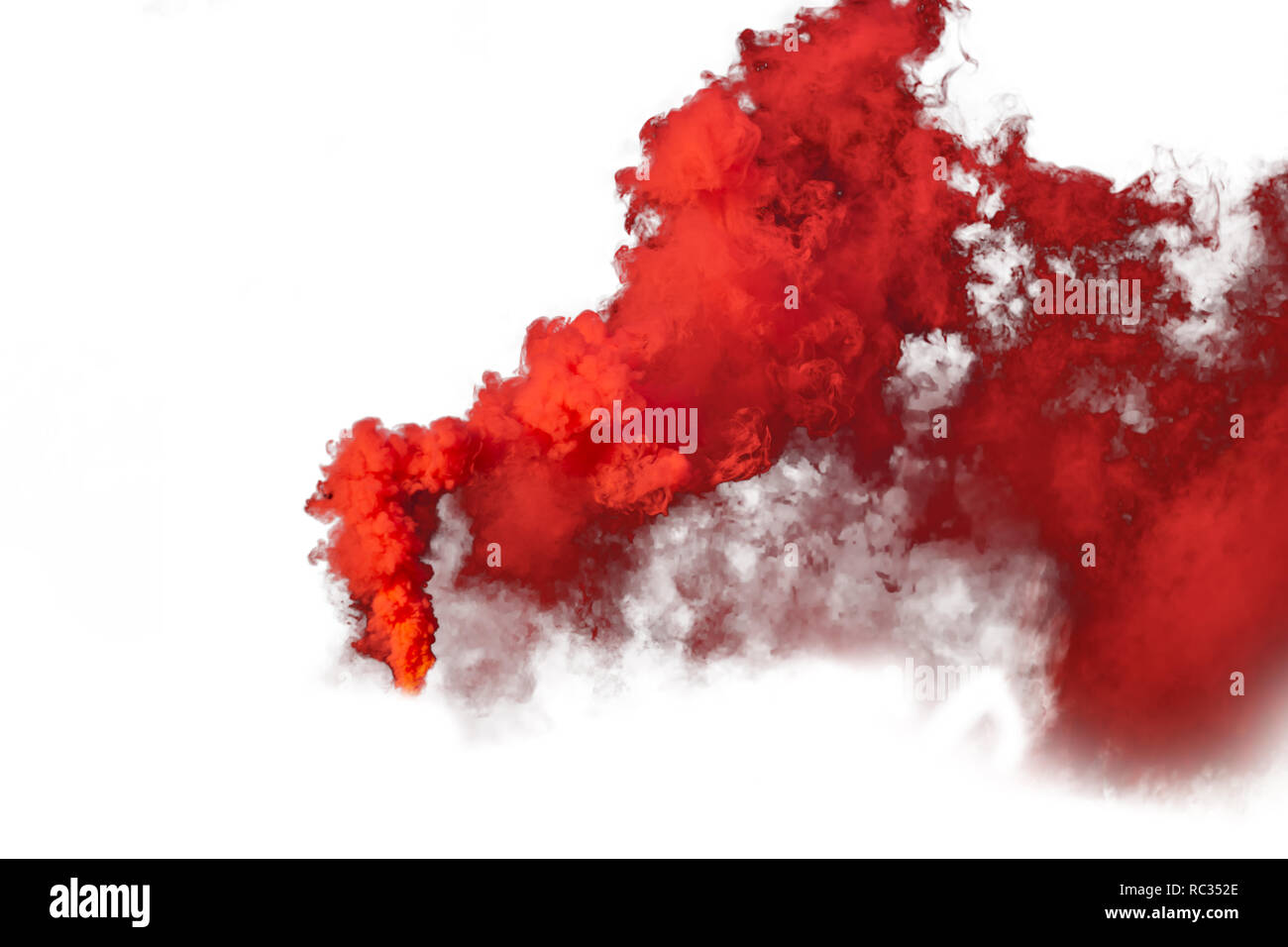 Red and orange smoke isolated on white background Stock Photo - Alamy