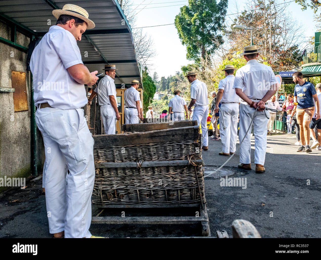 The traditional wicker basket toboggan used to carry tourist down from ...