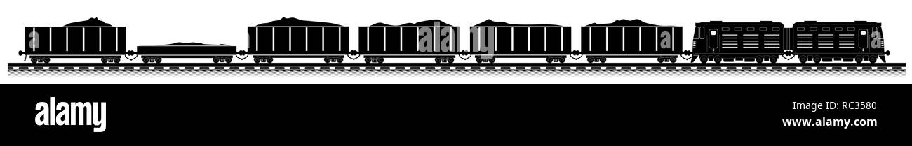 Railway train with locomotive and wagons. Side view Stock Vector Image ...