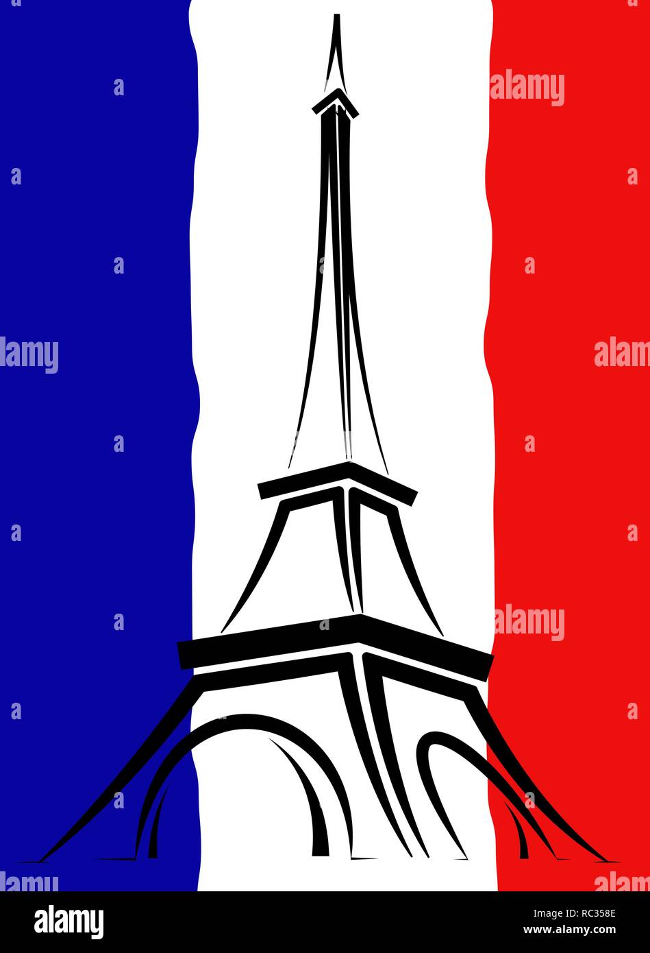 Eiffel tower trees flag hi-res stock photography and images - Alamy