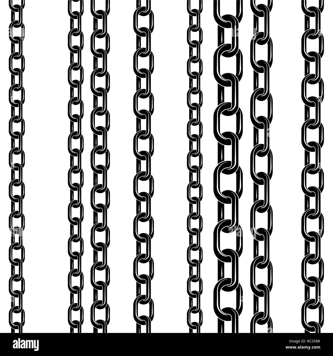 Black contour of the metal chain with highlights on the links ...