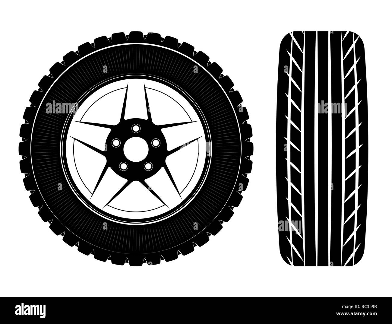 Wheels and tires are black. For a logo or emblem of a tire store or car ...