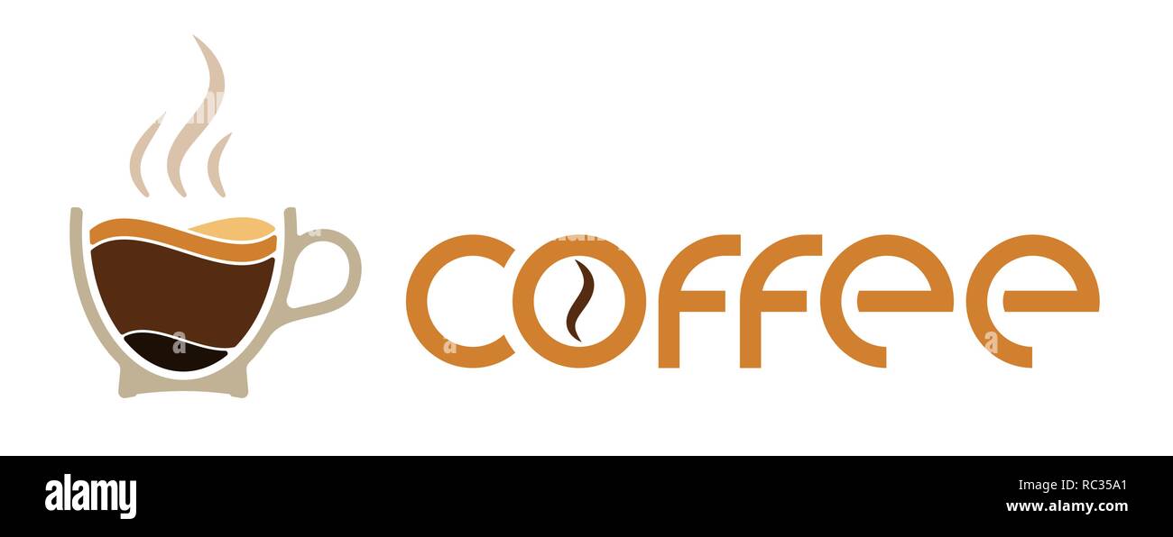Morning cup of coffee for waking up. Logo or emblem. Layers of coffee ...