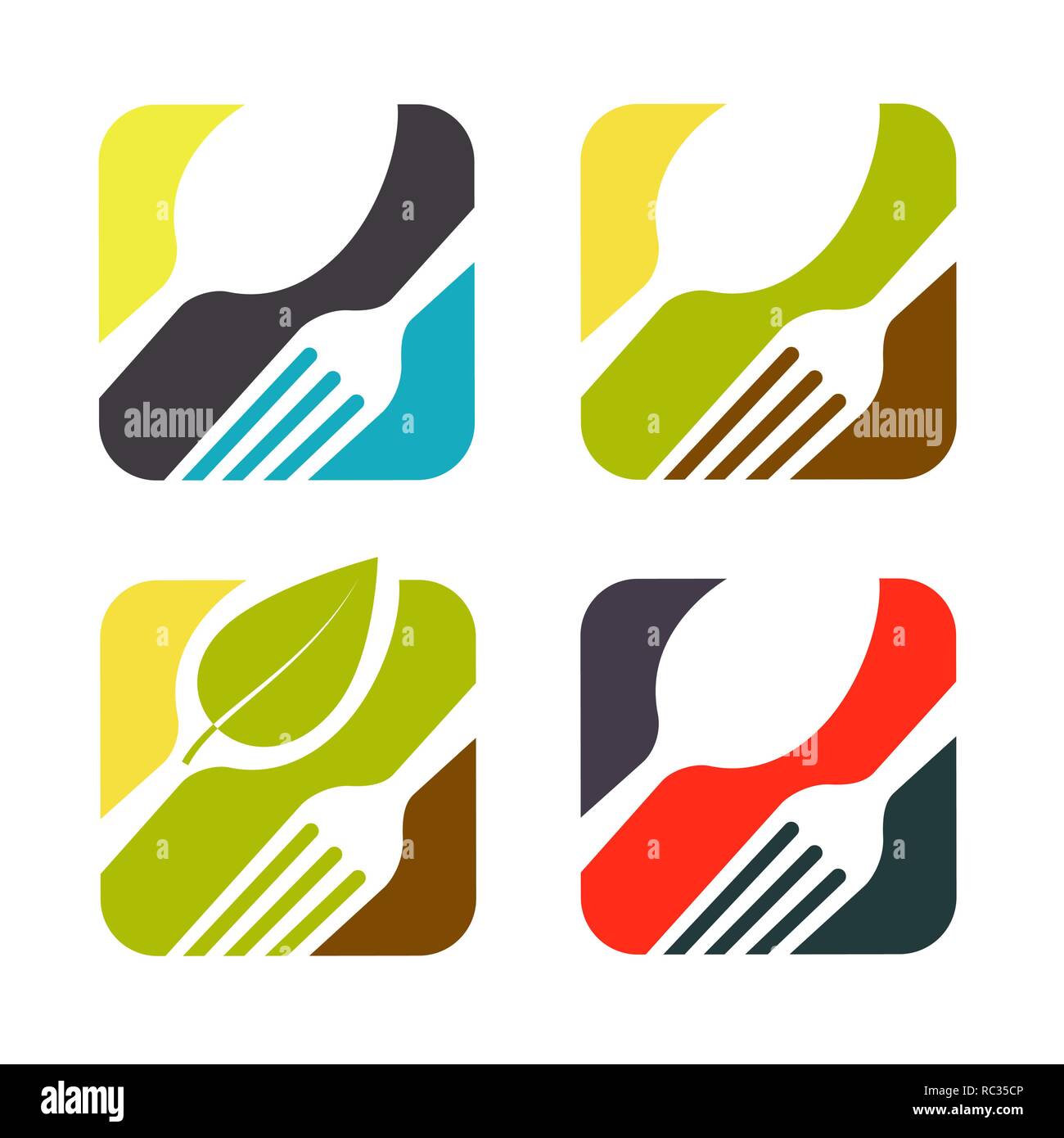 Set of Abstract black logo for a restaurant, kitchen or cafe. Suitable ...