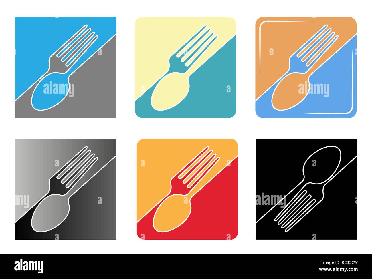 Set of Abstract black logo for a restaurant, kitchen or cafe. Suitable ...