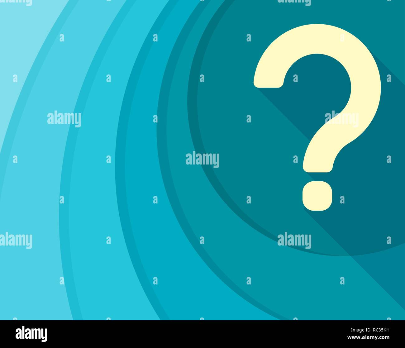 A flat question mark on a blue background of blue circles. Background ...