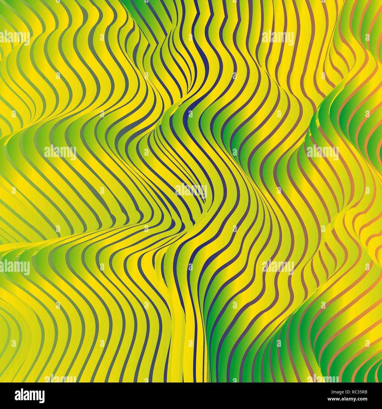 Parallel bands of metal with a gradient fill. Bizarre curved shape ...